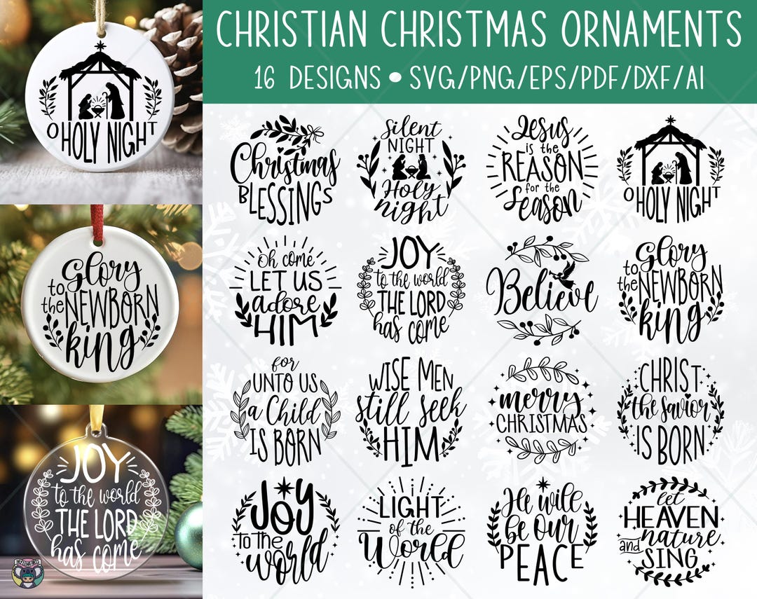 Christian Christmas Ornaments SVG Bundle: Nativity Scene (digital ...