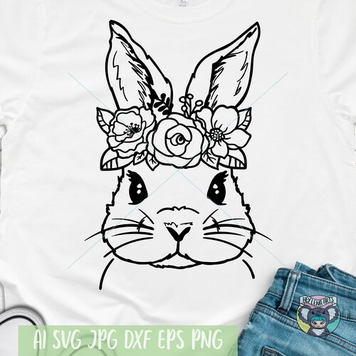 Floral Rabbit SVG Flower Bunny Cut File Easter Design DXF - Etsy