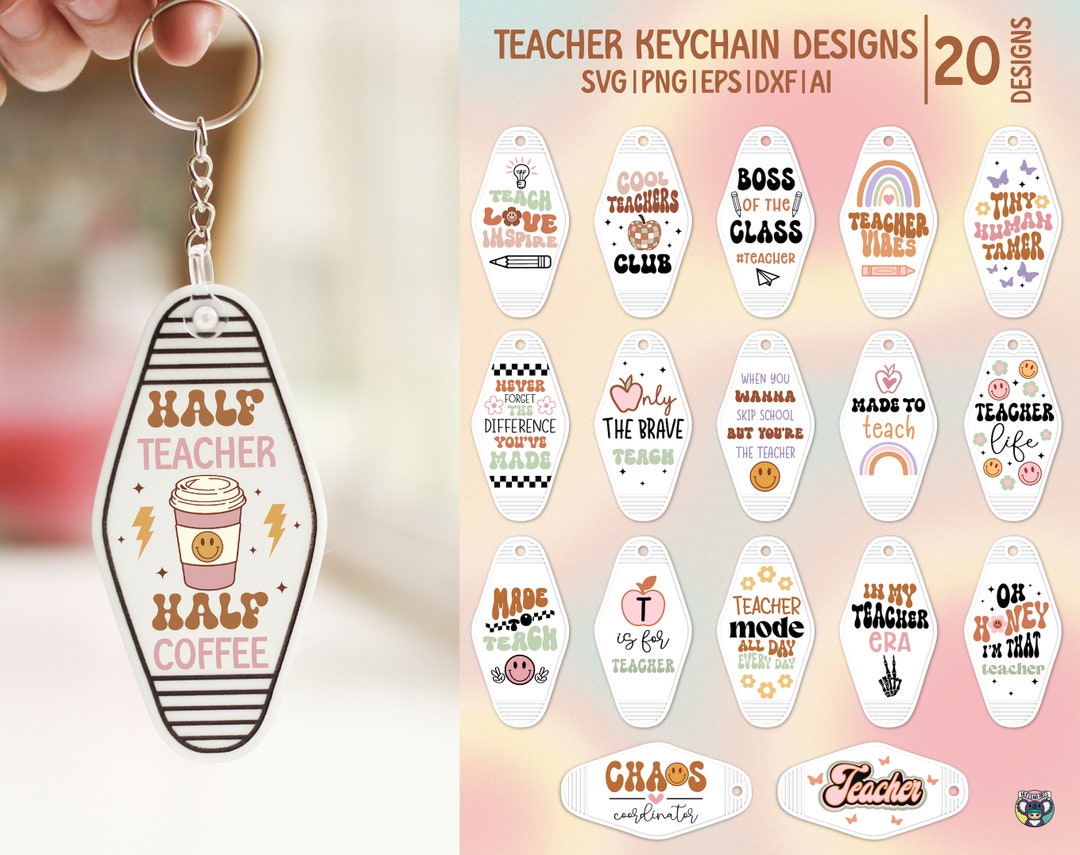 Teacher Motel Keychain SVG Bundle: Retro Designs (digital Files) - Etsy
