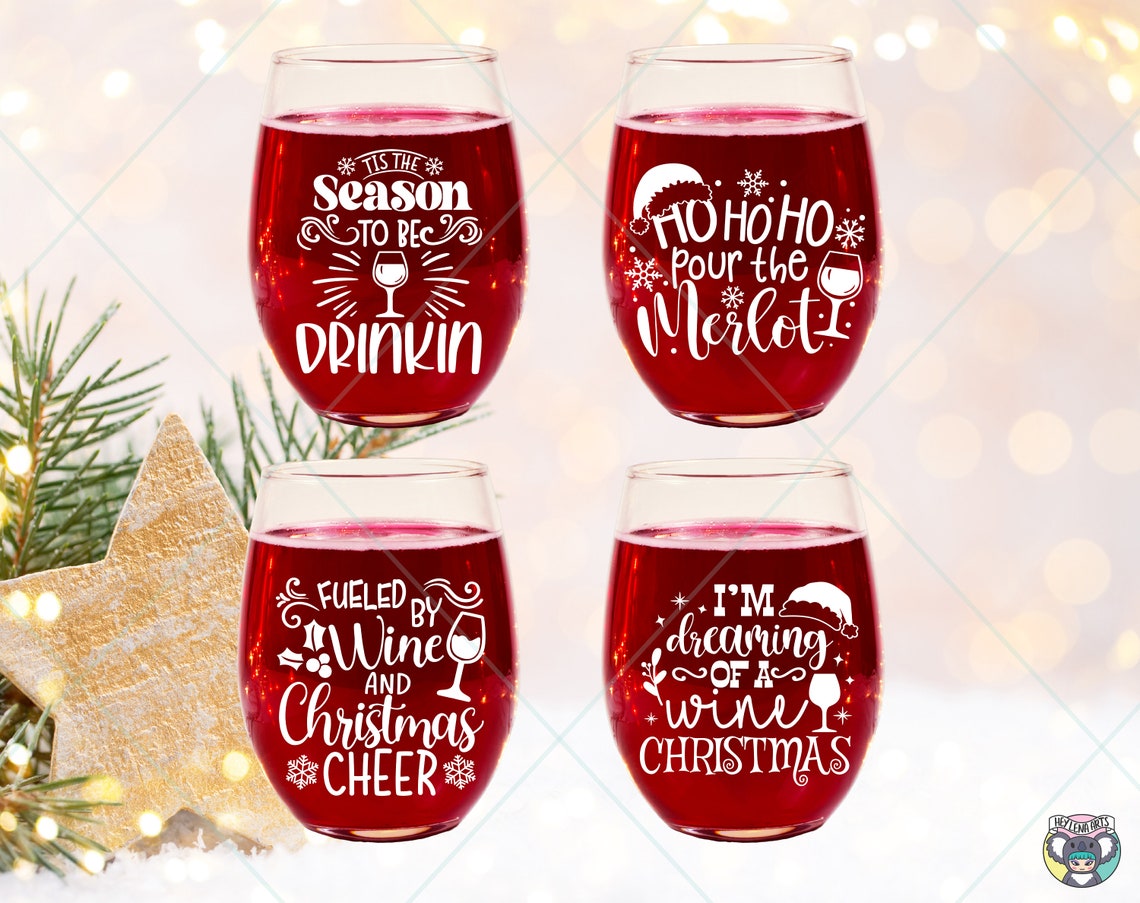 Christmas Wine Glass SVG Bundle Christmas Wine Svg Wine SVG - Etsy