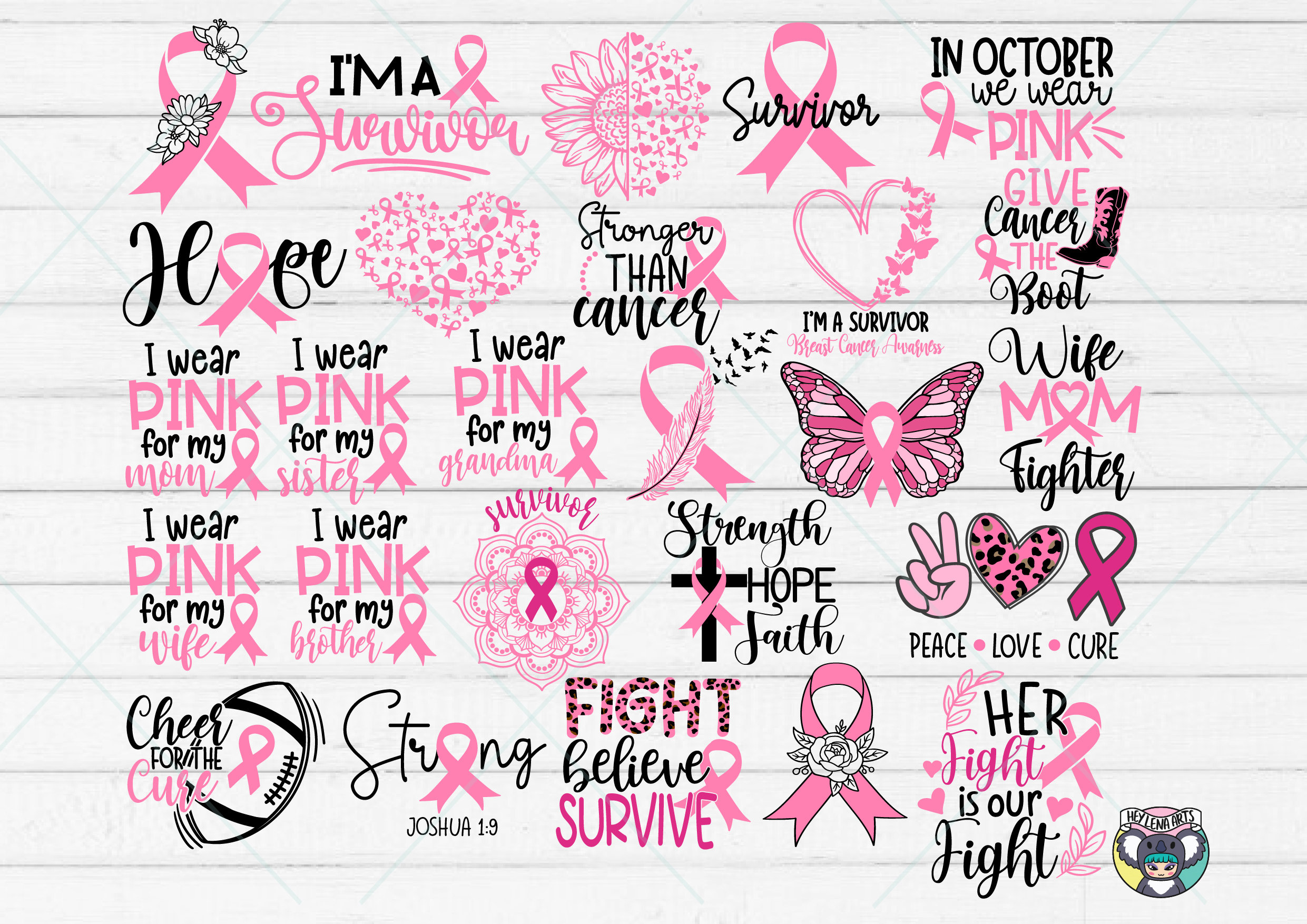 Breast Cancer Svg Bundle Breast Cancer Awareness Breast - Etsy UK