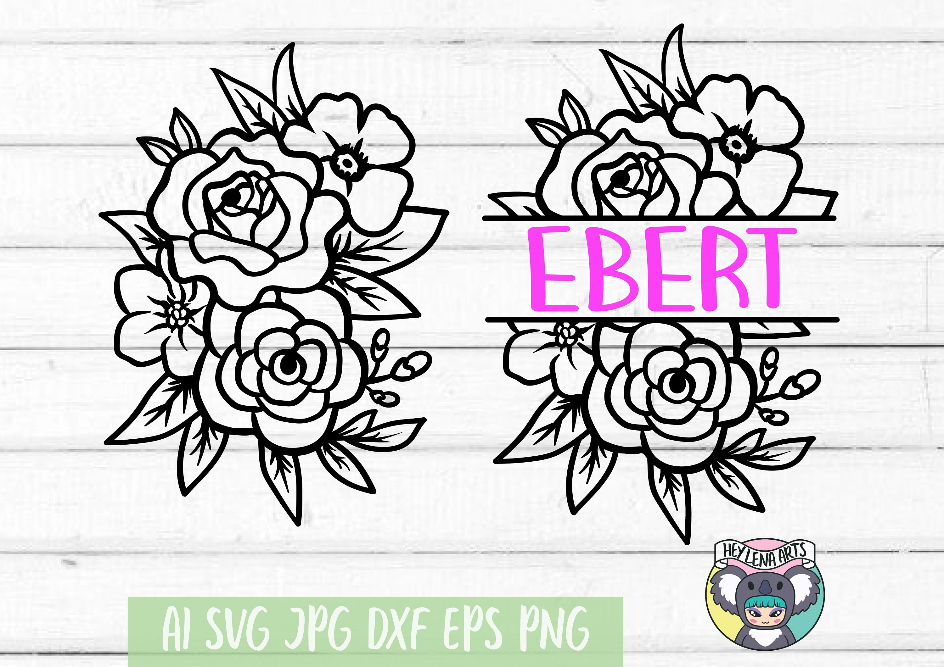 Flower Wreath SVG Flower Monogram Svg Floral Border Svg - Etsy