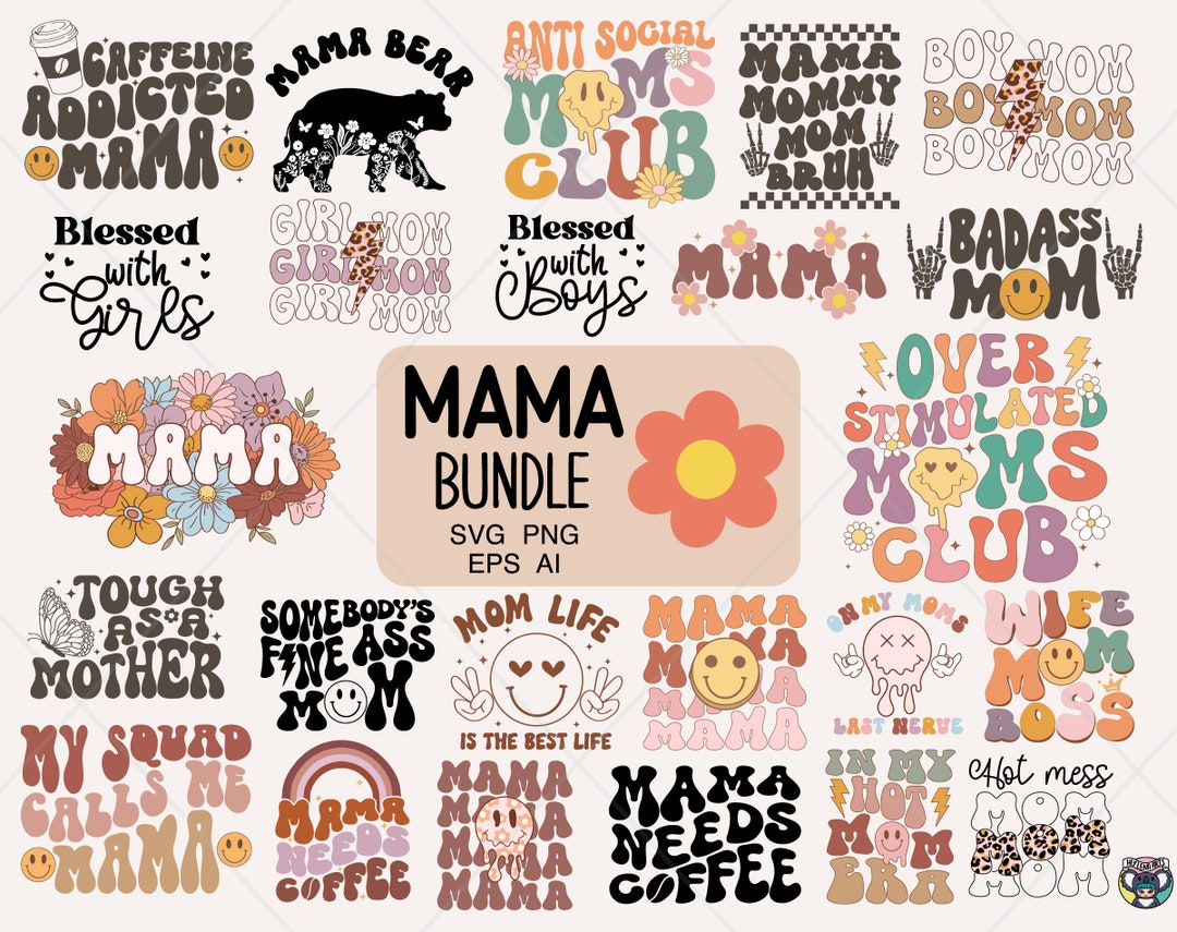 Retro Mama SVG PNG Bundle: Groovy Mom Quotes (digital Download) - Etsy