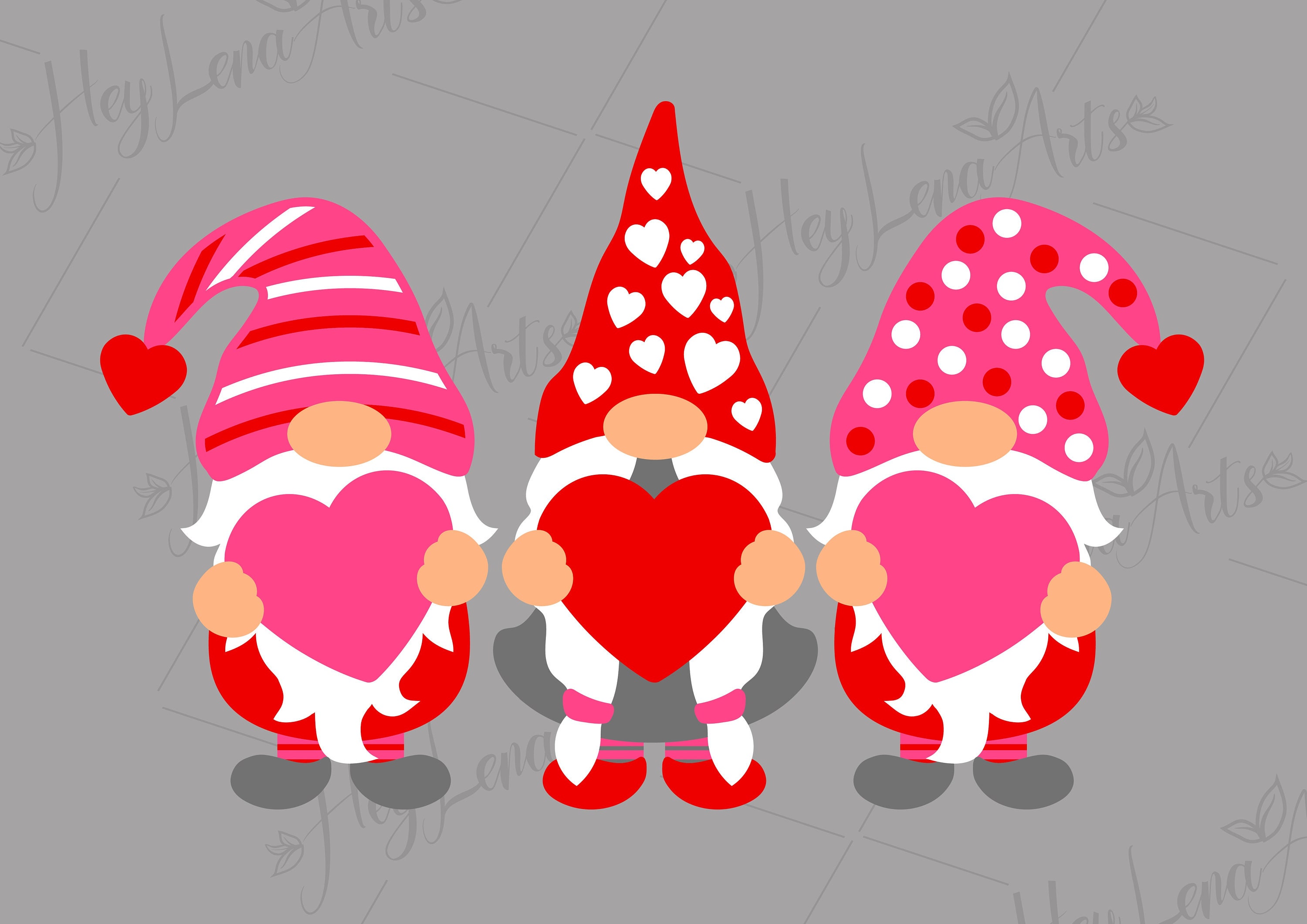 Valentines Gnomes SVG: Hearts, Kisses Cut File (digital Download) - Etsy