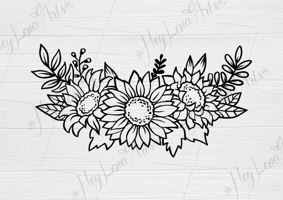 Sunflower Svg Floral Border Svg Floral Swag Svg Wildflower Etsy Italia