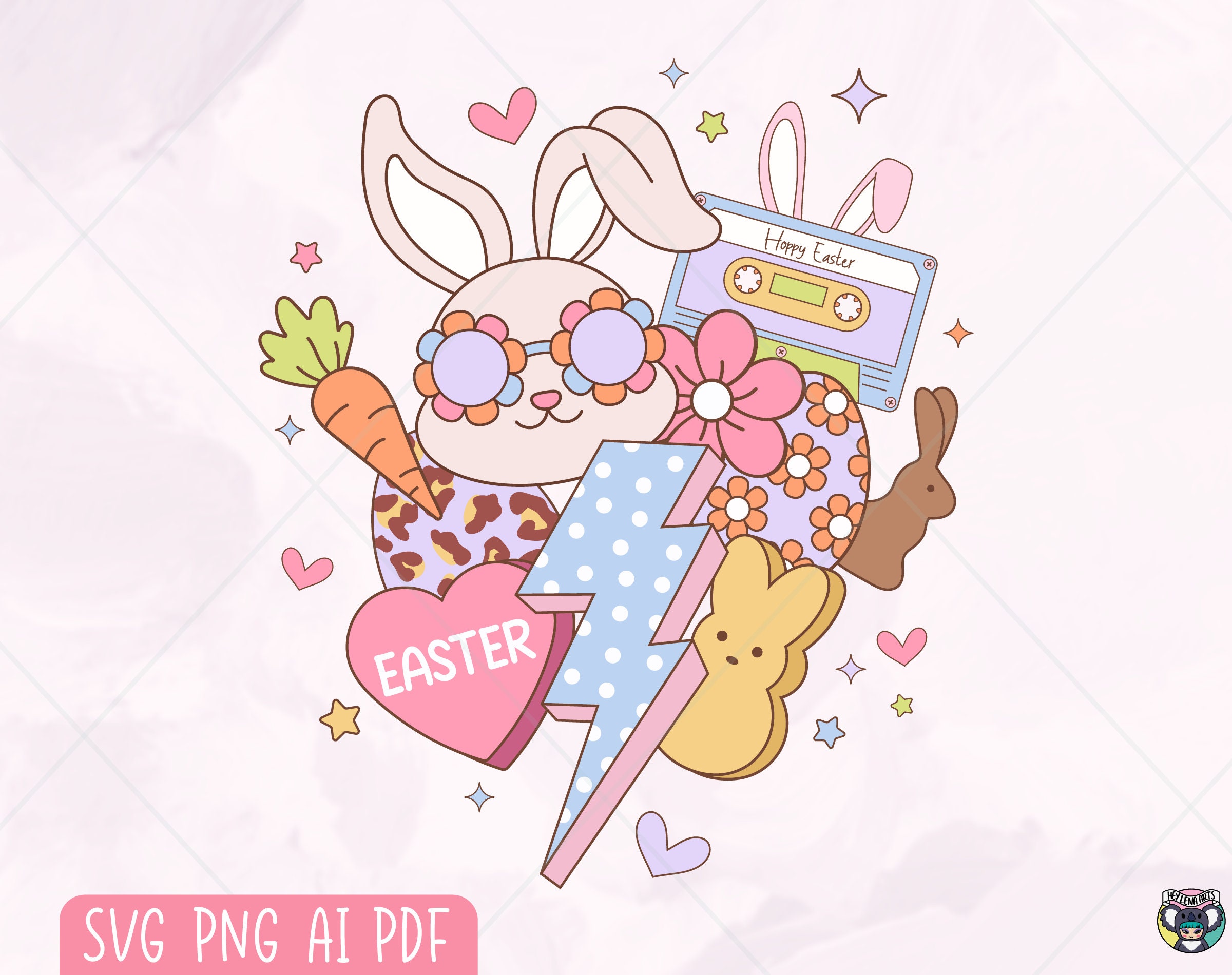 Retro Easter Bunny PNG SVG: Groovy Spring Design (digital Download) - Etsy