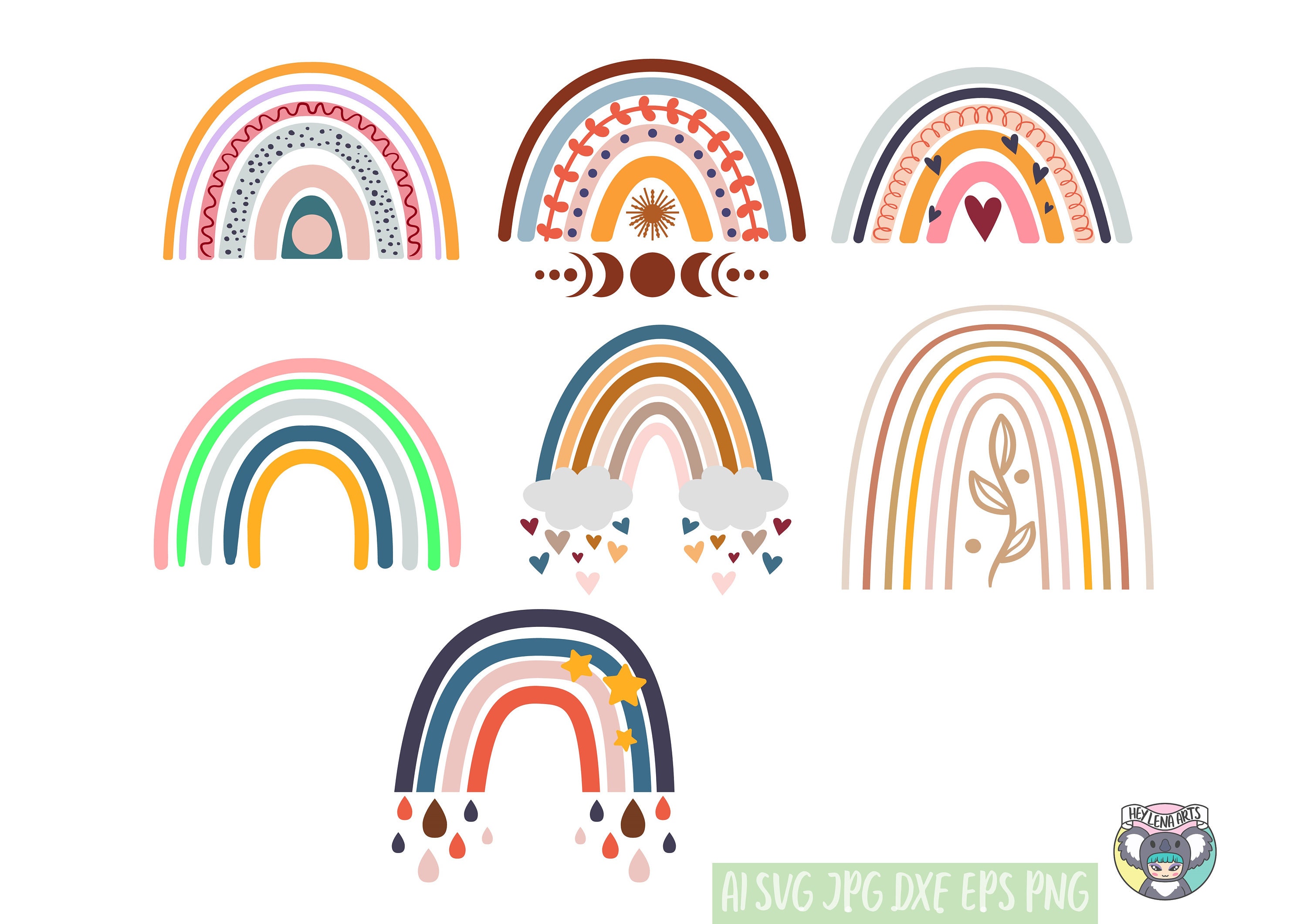 Boho Rainbow Svg Rainbow Svg Bundle Hand Drawn Rainbow Svg - Etsy