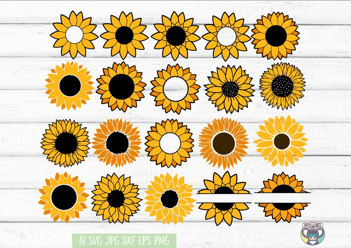 Sunflower SVG Bundle Sunflower Svg Sunflower Monogram Svg - Etsy