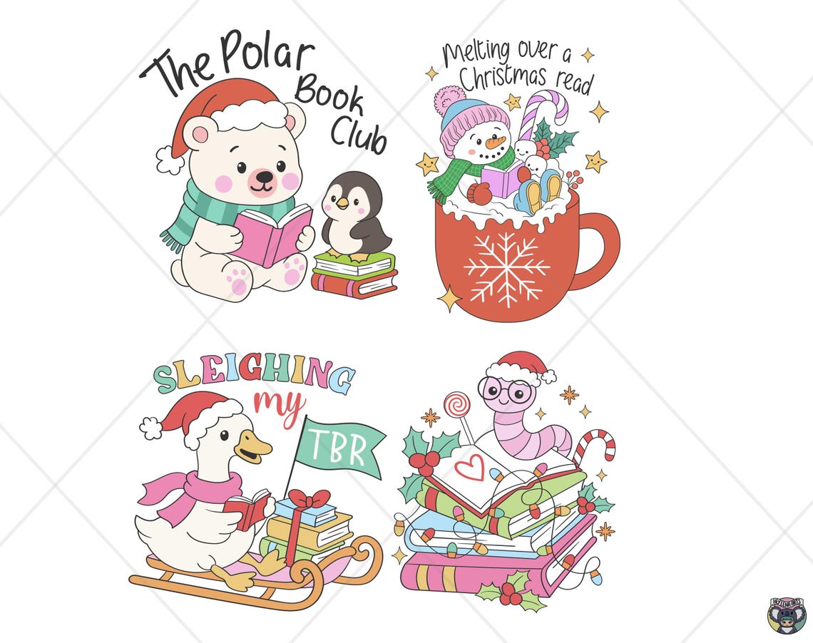 Christmas Bookish Clipart Bundle, Book Lover PNG SVG Stickers - Etsy