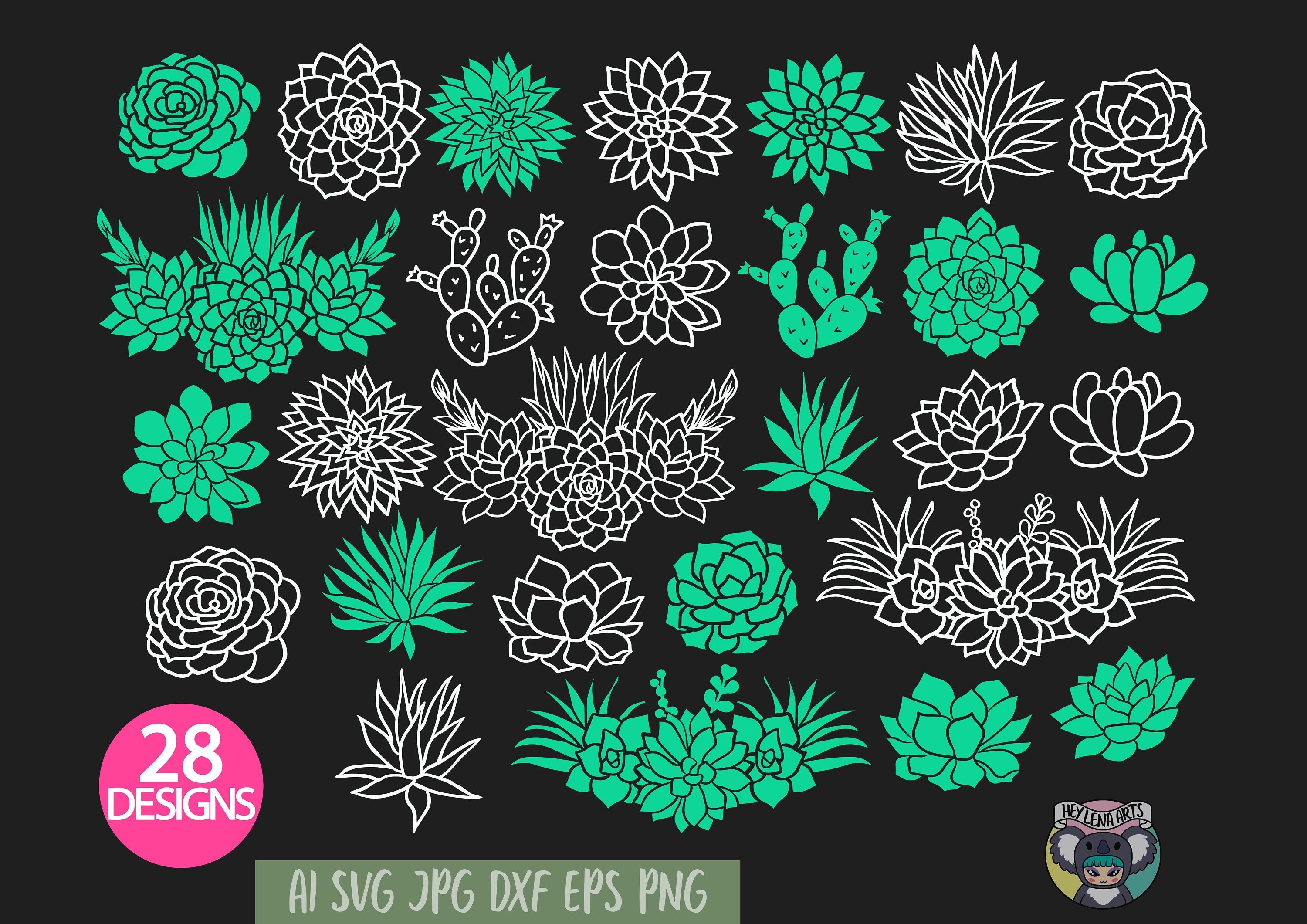 Succulent Svg Cactus Svg Succulent Bundle Svg Svg Files for - Etsy