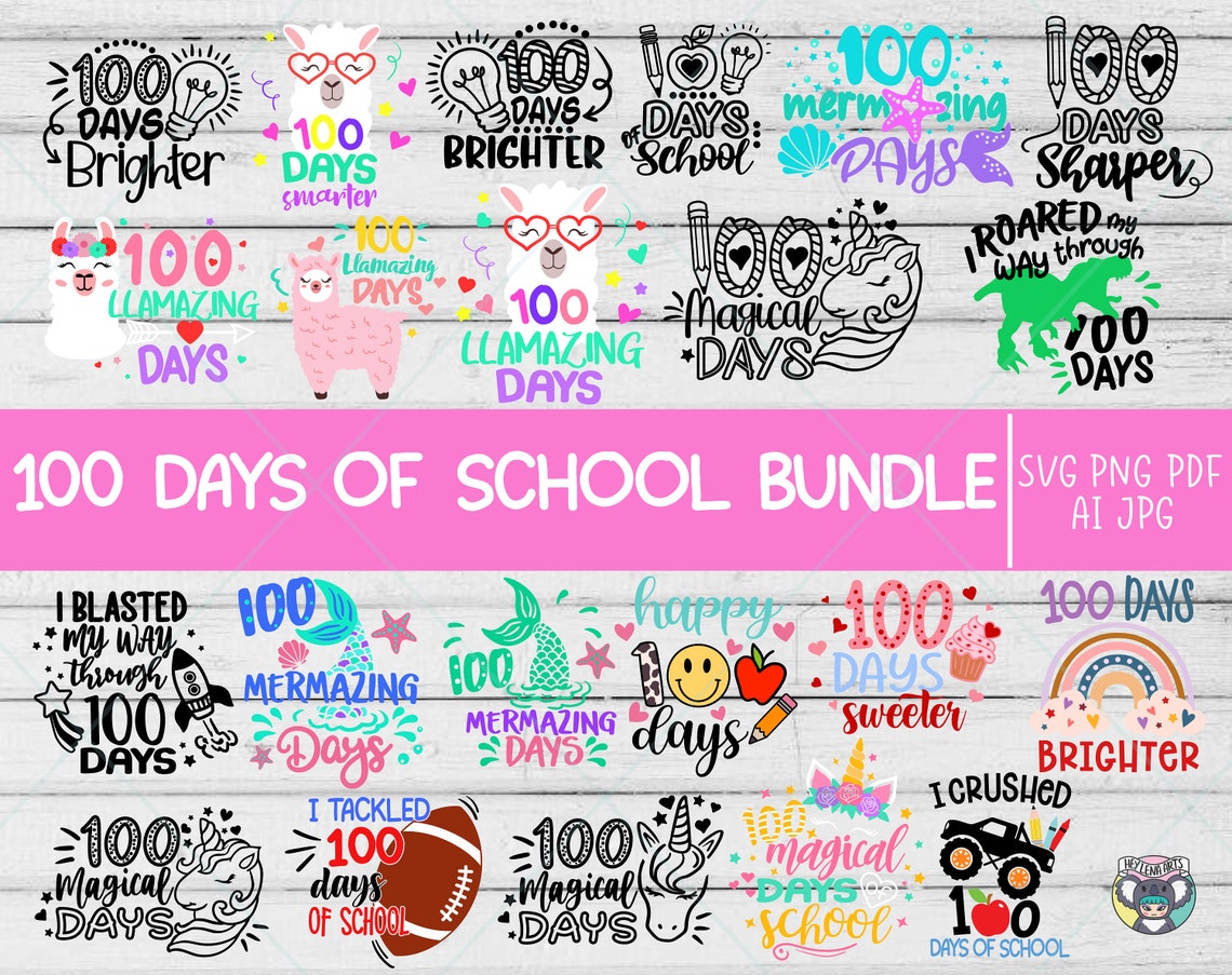 100 Days of School Svg Bundle 100th Day of School Svg 100 - Etsy