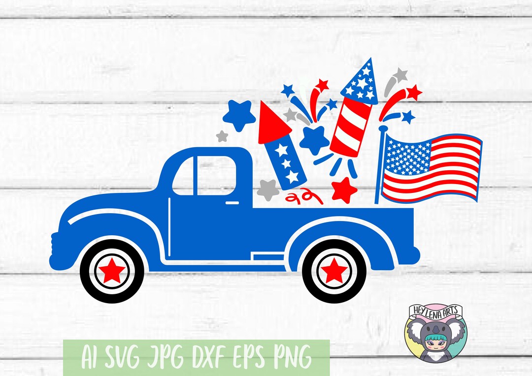 4th of July Truck SVG: American Flag, Patriotic Cut File (digital ...