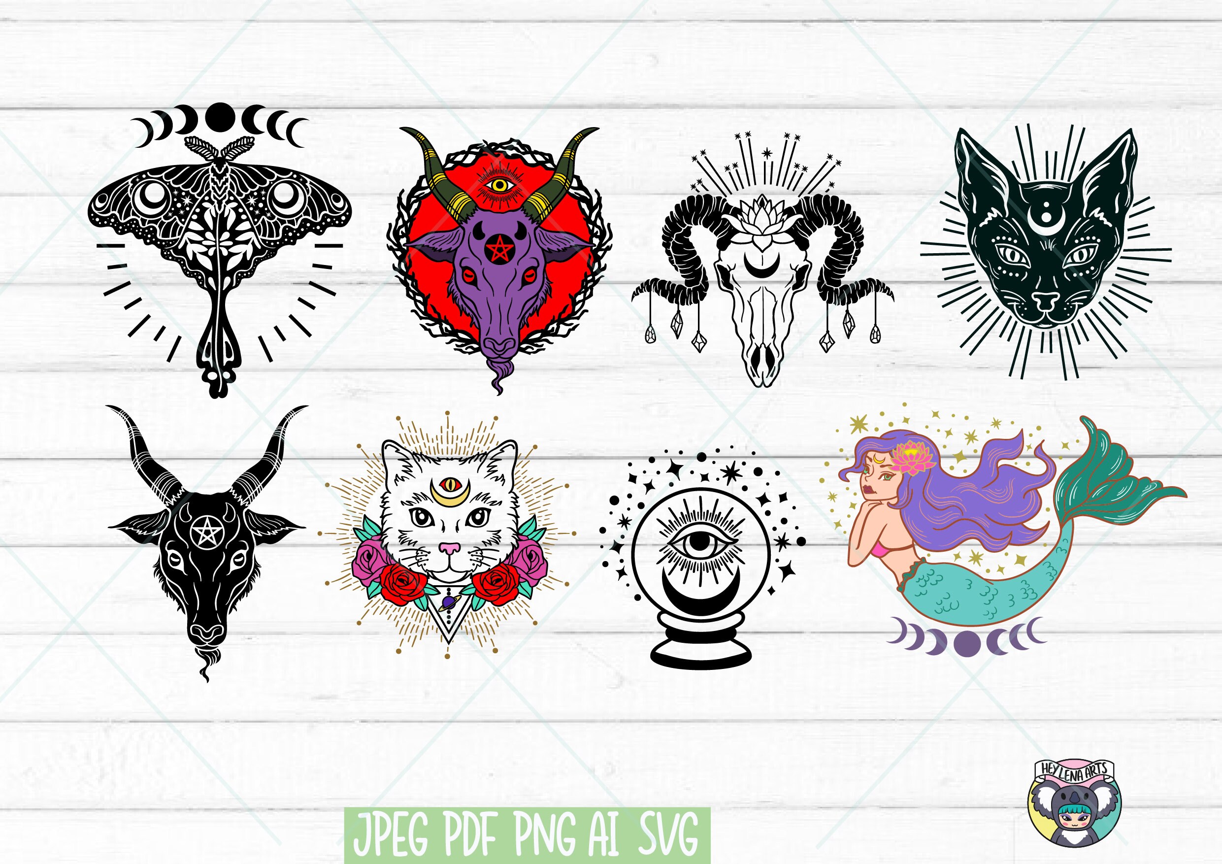 Mystical Bundle Svg Halloween Svg Mystical Svg Crystal Moon - Etsy