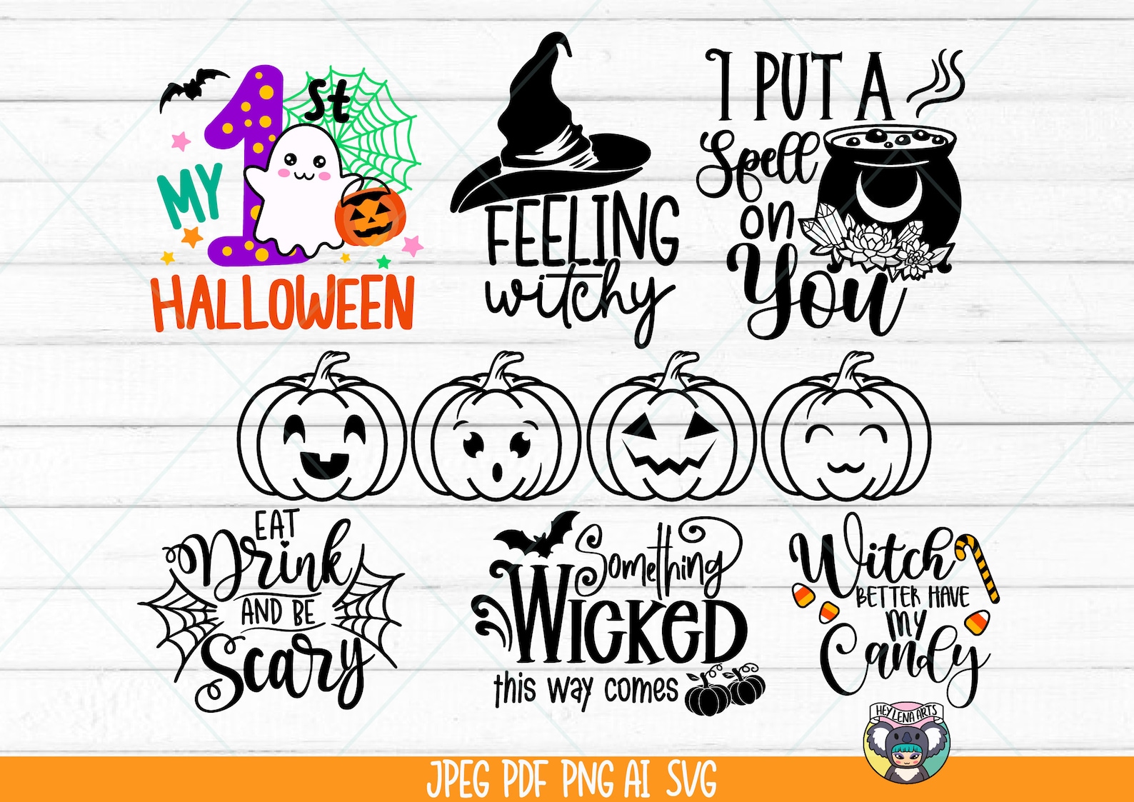 Halloween SVG Bundle Funny Halloween Svg Pumpkin Face Svg - Etsy