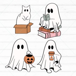 Cute Ghost Svg Bundle, Halloween Svg, Retro Halloween Svg, Ghost ...