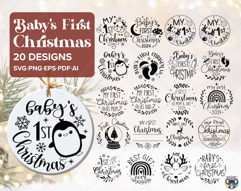 Baby's First Christmas SVG Bundle: Ornament Designs (digital Download ...