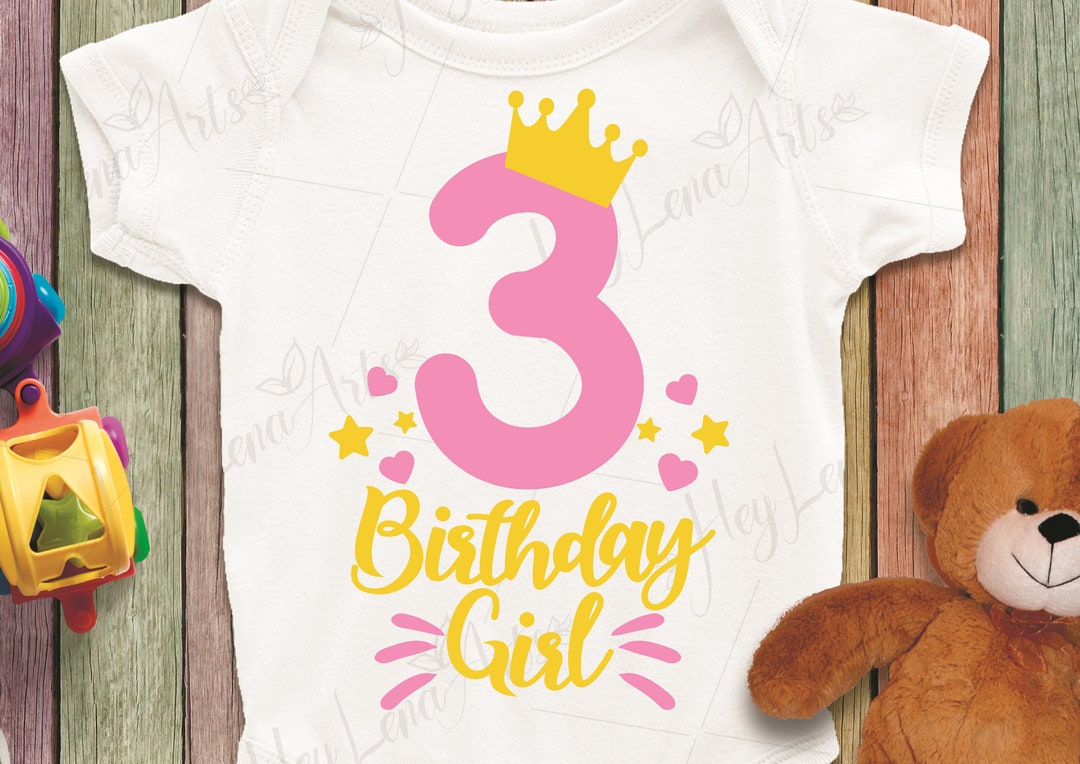 3rd Birthday Svg, Birthday Girl Svg, Third Birthday Svg, Three Birthday ...