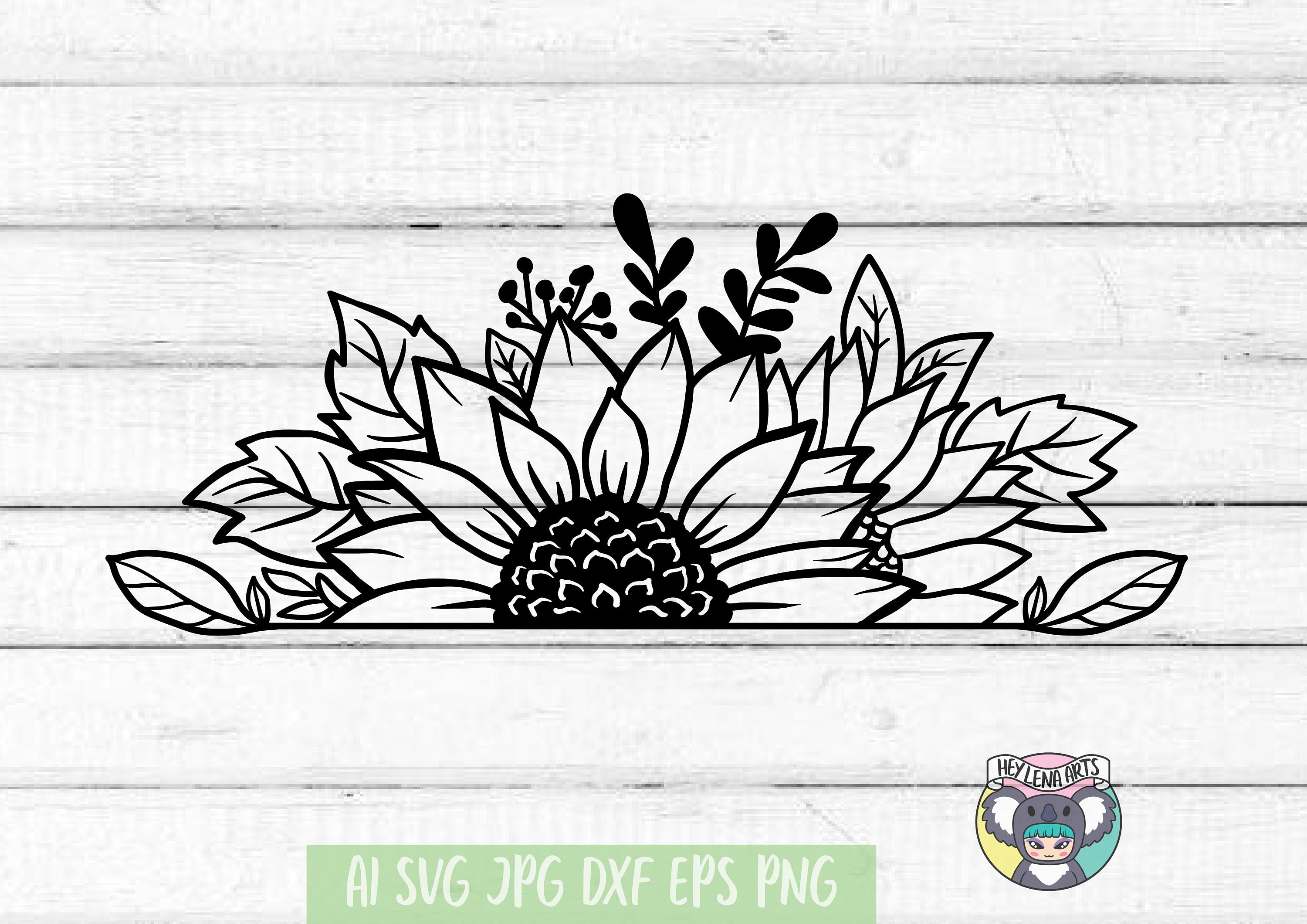 Sunflower Svg Flower Border Svg Floral Swag Svg Floral Etsy