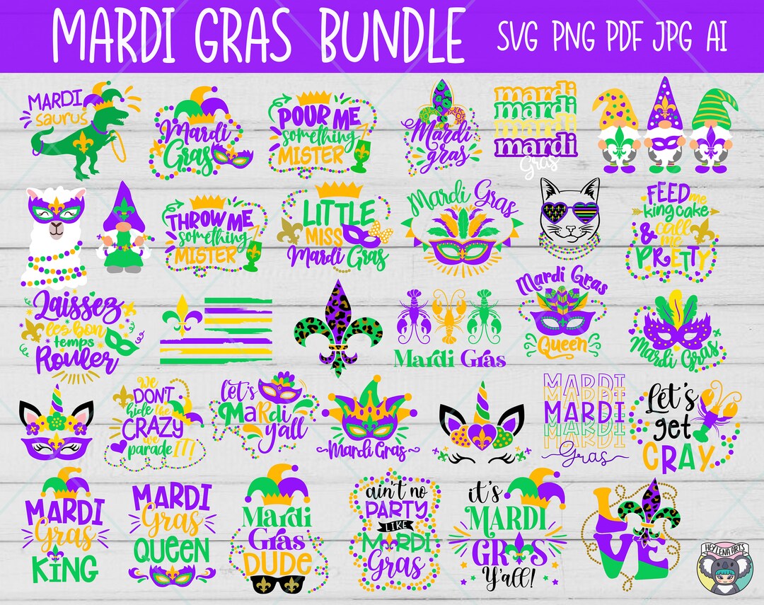 Mardi Gras SVG Bundle: Louisiana, New Orleans Designs (digital Files ...