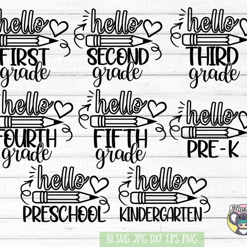 Hello Pre K Svg Bundle Back to School Svg First Day of | Etsy