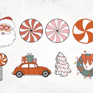 Retro Christmas Clipart Bundle, Groovy Christmas Svg, Christmas Svg ...