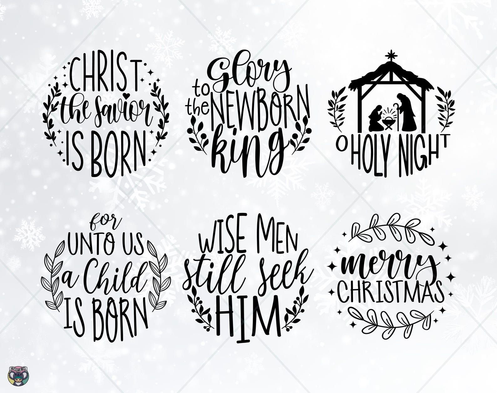 Christian Christmas Ornaments SVG Bundle: Nativity Scene (digital ...