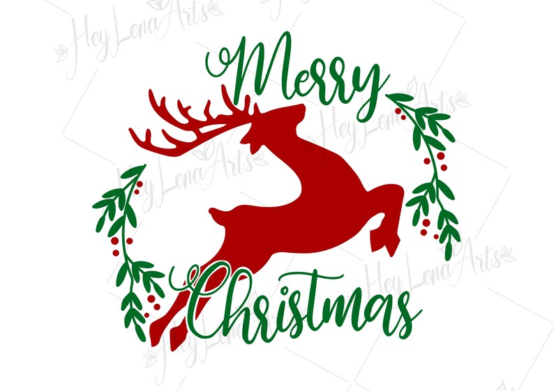 Reindeer Christmas SVG: Wreath Holiday Design (digital Download) - Etsy