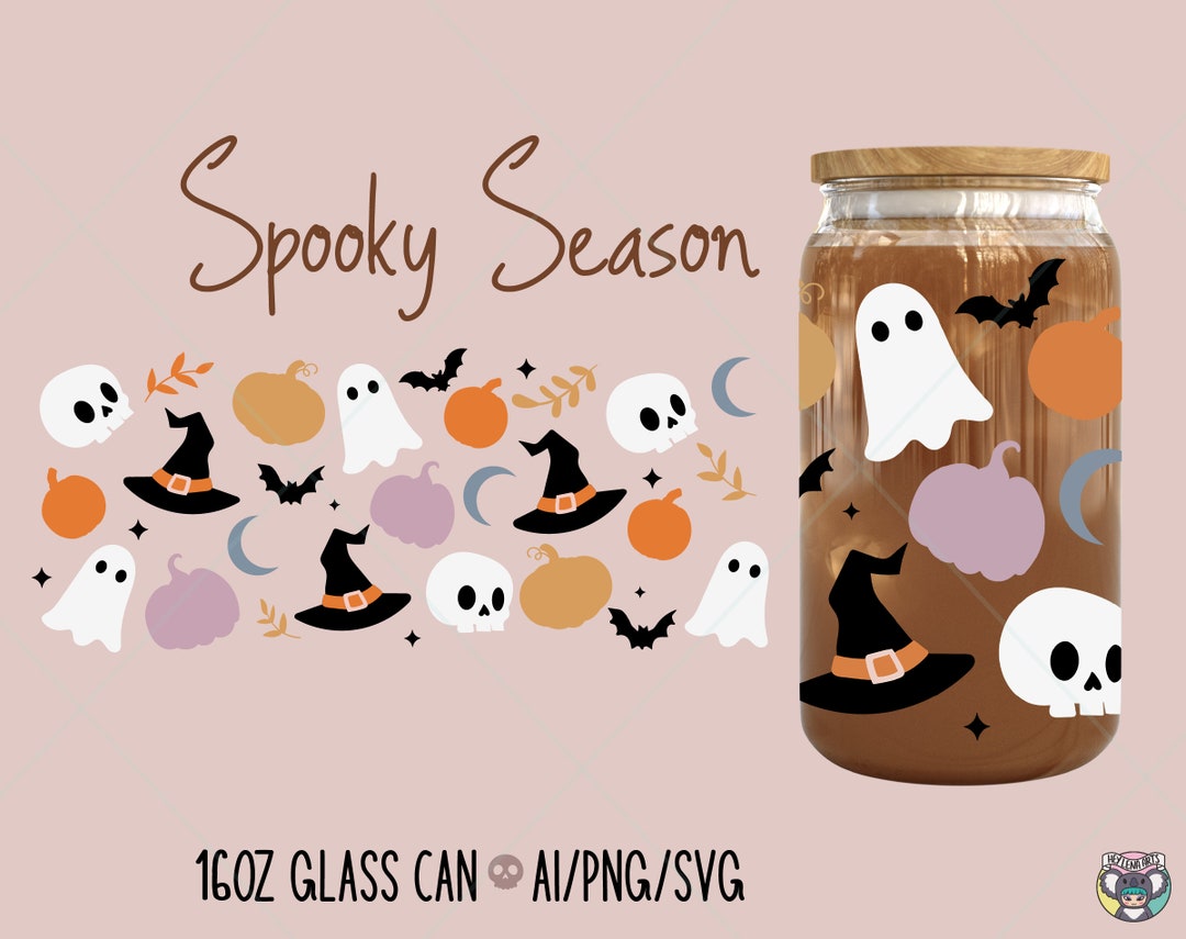 Halloween Ghost 16oz Glass Can Wrap SVG (digital Download) - Etsy