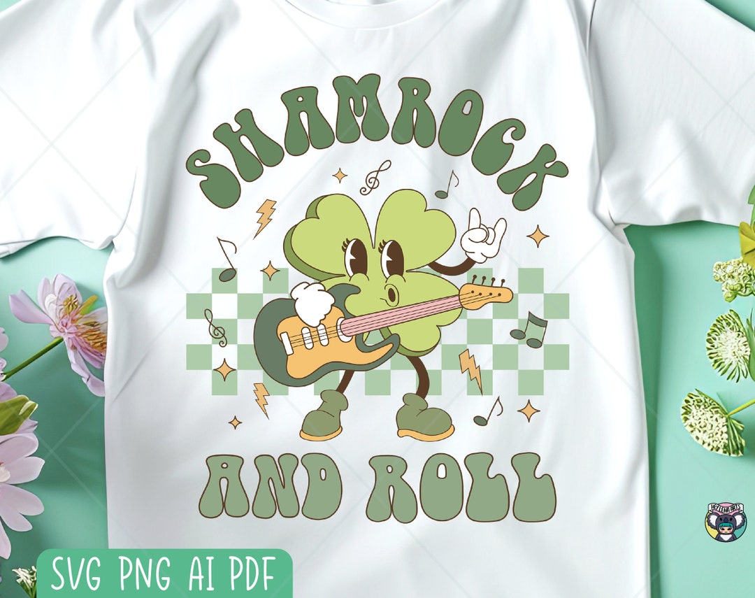 Retro St Patricks Day Png, Shamrock and Roll Png, Retro Clover Svg, St ...
