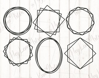 Geometric Wire Frame SVG, Geometric Monogram Frame SVG, Geometric Frame ...