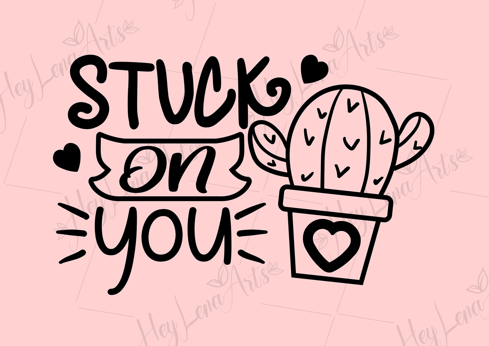 Valentines Day Svg Stuck on You Svg Valentine Svg Cactus - Etsy