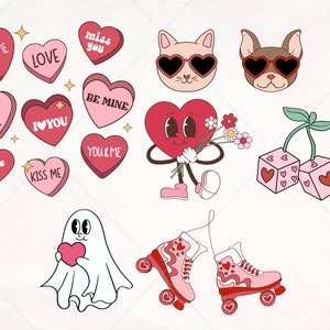 Retro Valentine's Day Clipart Bundle: Groovy PNG SVG PDF - Etsy