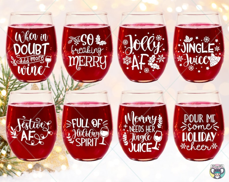 Christmas Wine Glass Svg Bundle Christmas Wine Svg Wine Svg Etsy