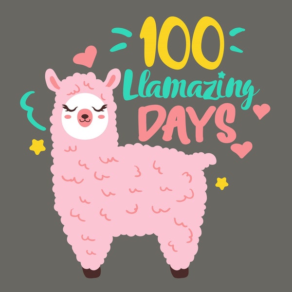 100th Days of School With Llama Svg - Etsy