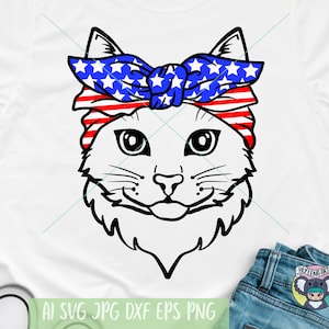 4th of July Svg Patriotic Cat Svg Independence Day Svg - Etsy