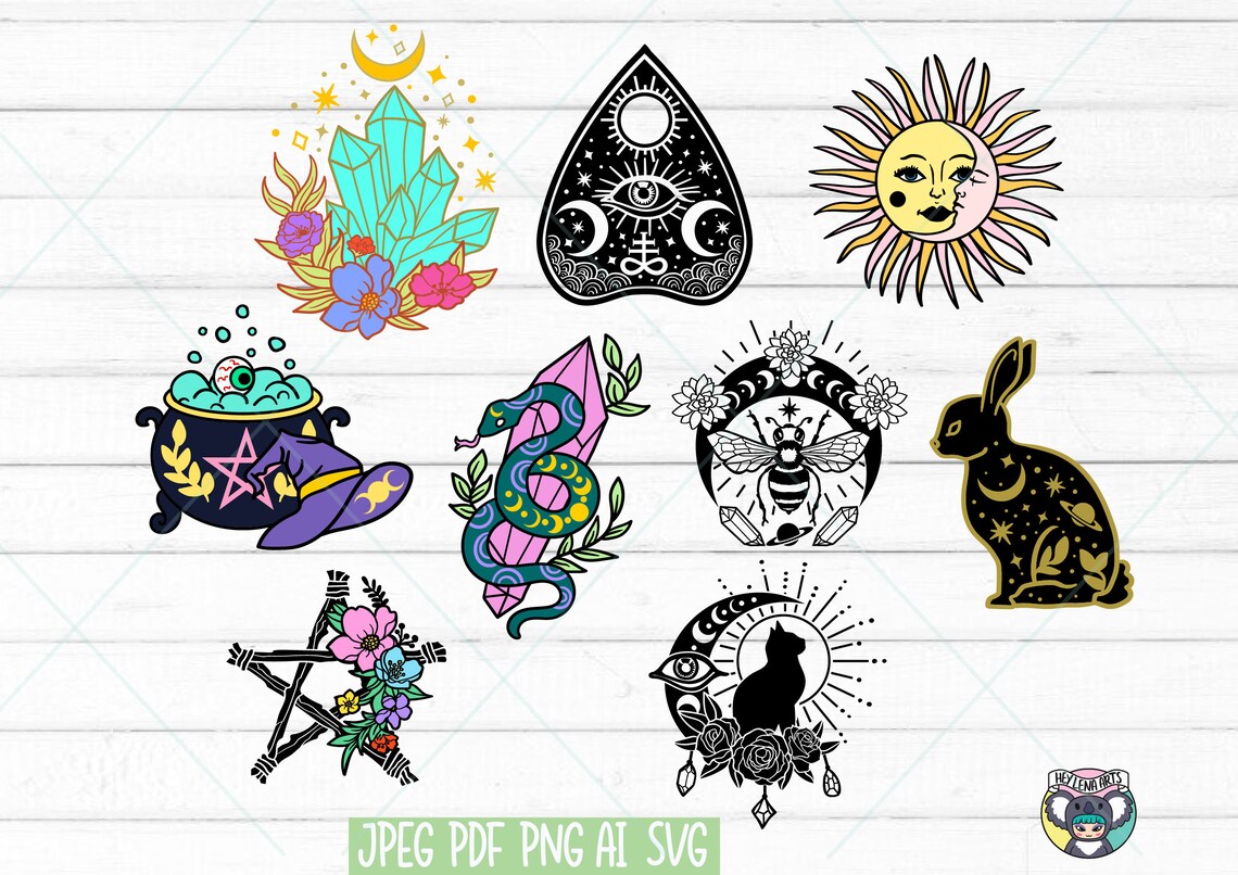 Mystical Bundle Svg Halloween Svg Mystical Svg Crystal Moon - Etsy