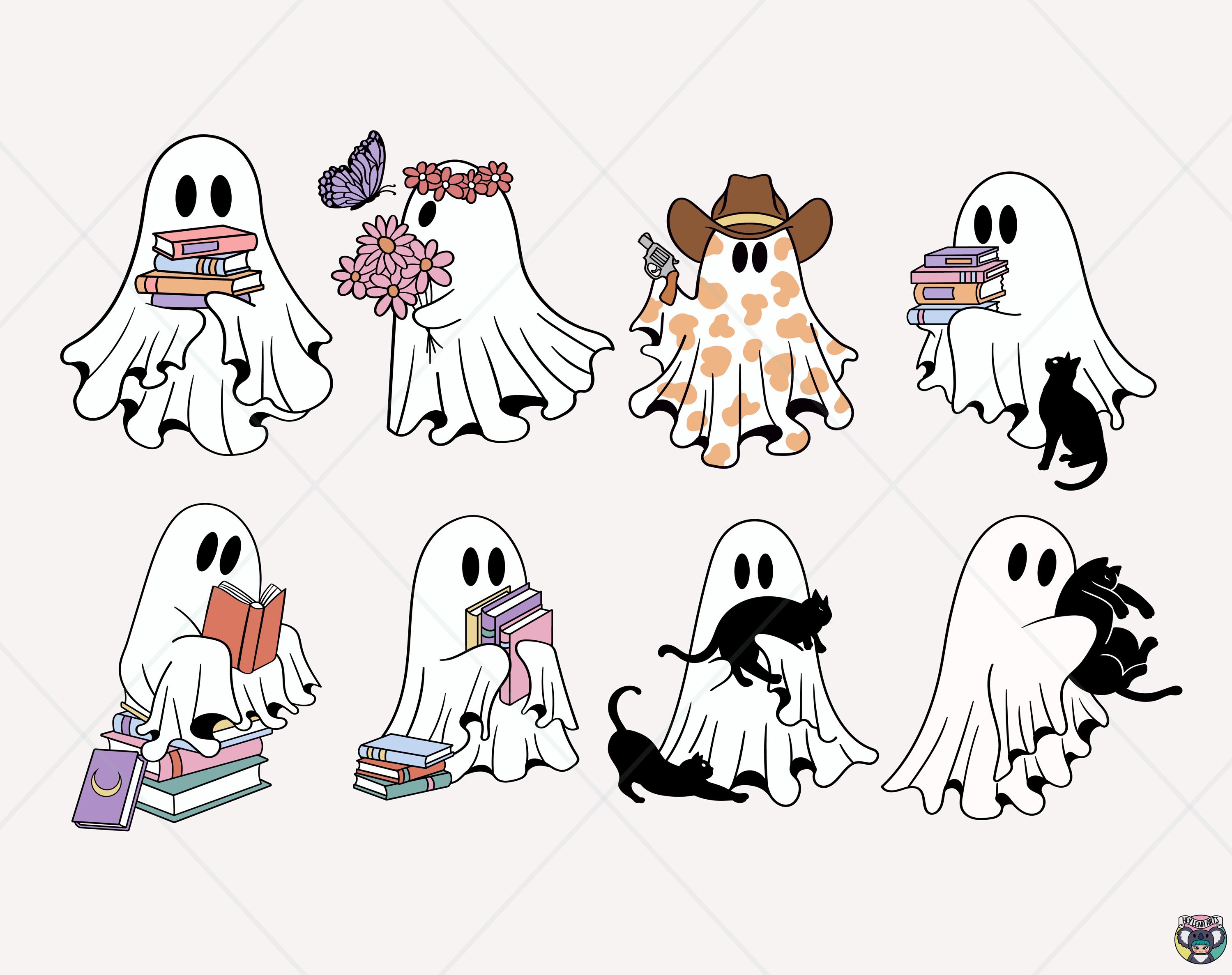 Retro Ghost SVG Bundle: Halloween Spooky Season Designs (digital ...