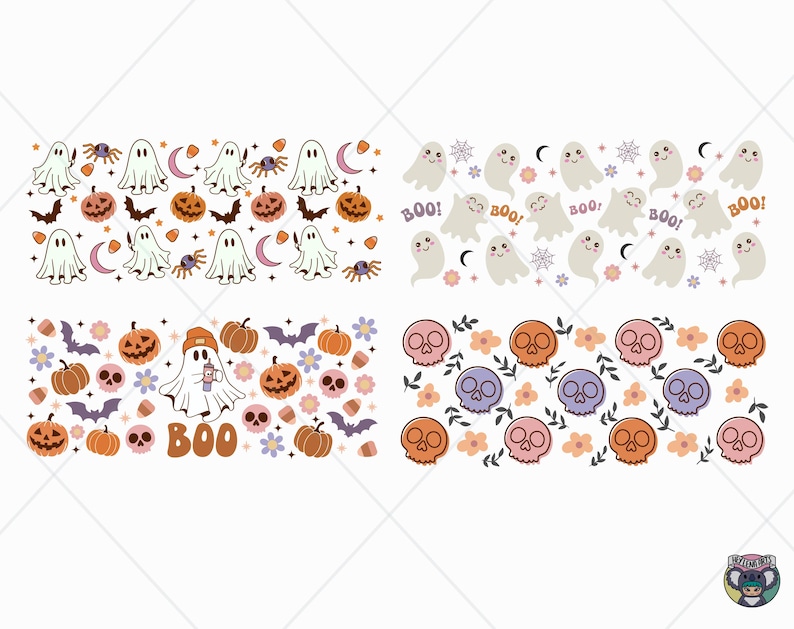 Halloween Glass Can Wrap SVG: 15 Designs for Libbey 16oz (digital ...