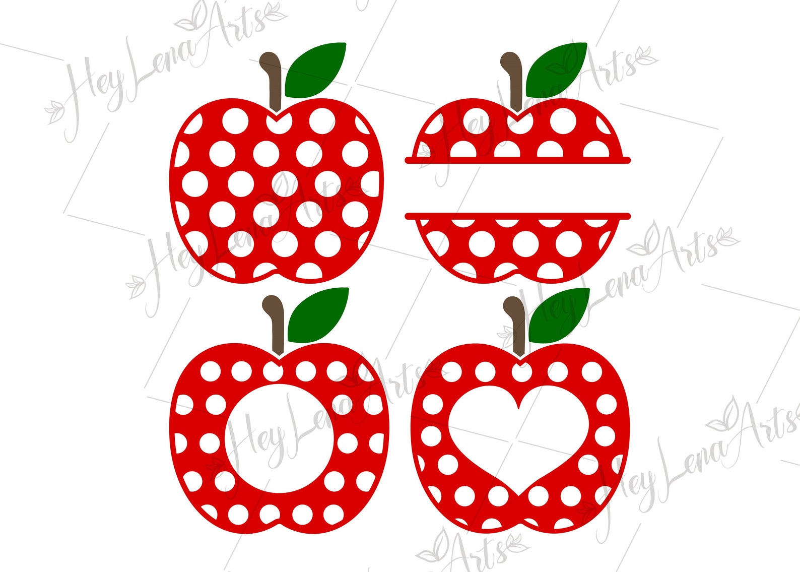 Apple Svg Split Polka Dot Svg Teacher Svg School Svg Svg - Etsy