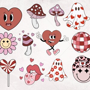Retro Valentine's Day Clipart Bundle: Groovy PNG SVG PDF - Etsy