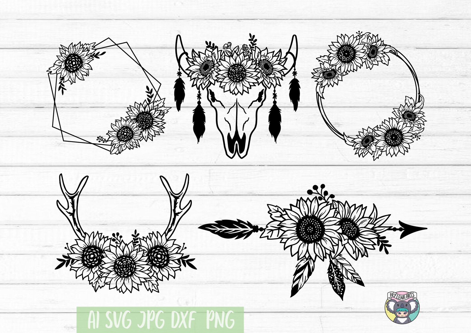 Sunflower Svg Bundle Sunflower Frames Svg Bundle Sunflower - Etsy