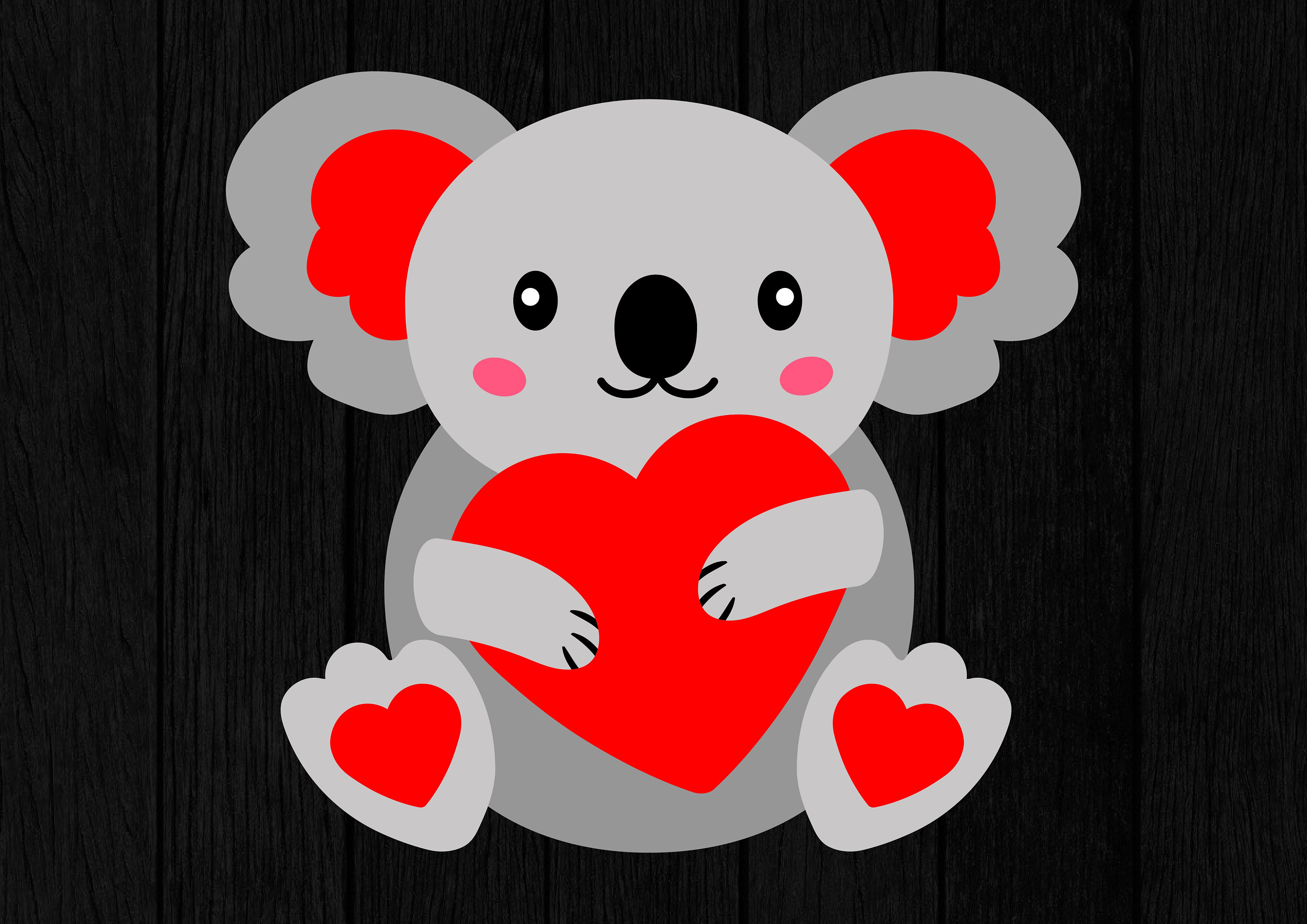 Valentine's Day SVG Koala svg Love svg Valentine svg | Etsy