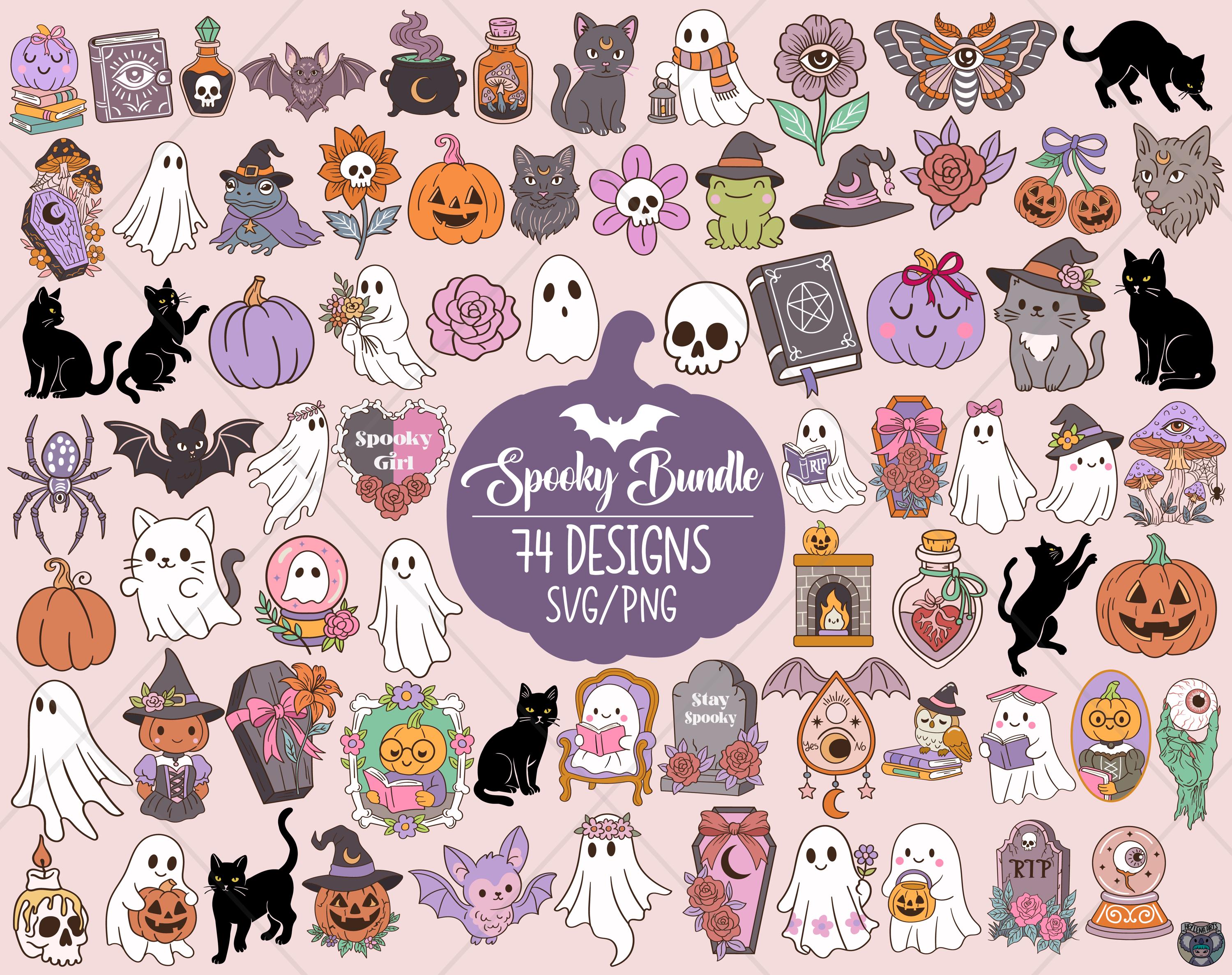 Retro Halloween Clipart Bundle, Spooky Ghosts, Pumpkins (SVG/PNG) - Etsy