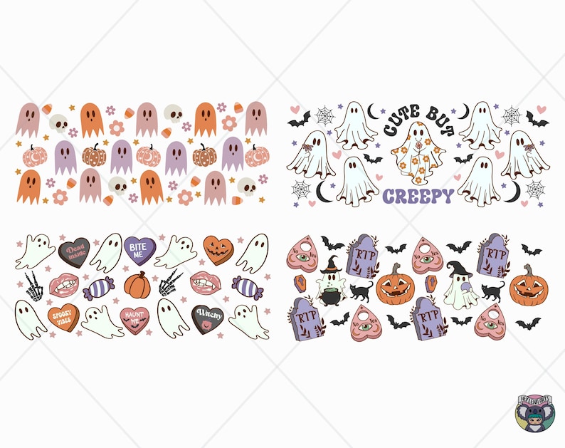 Halloween Glass Can Wrap SVG: 15 Designs for Libbey 16oz (digital ...
