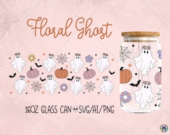 Halloween Glass Can Wrap Svg, Ghost Libbey Wrap Svg, Libbey Glass Wrap ...