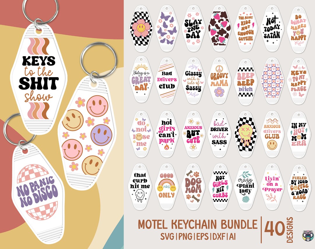 Retro Motel Keychain SVG Bundle: Sarcastic Groovy Designs (digital ...