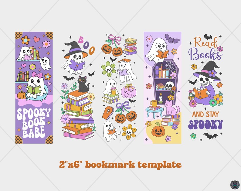 Retro Halloween Ghost Bookmark Bundle: Printable Book Lover Gift (SVG ...