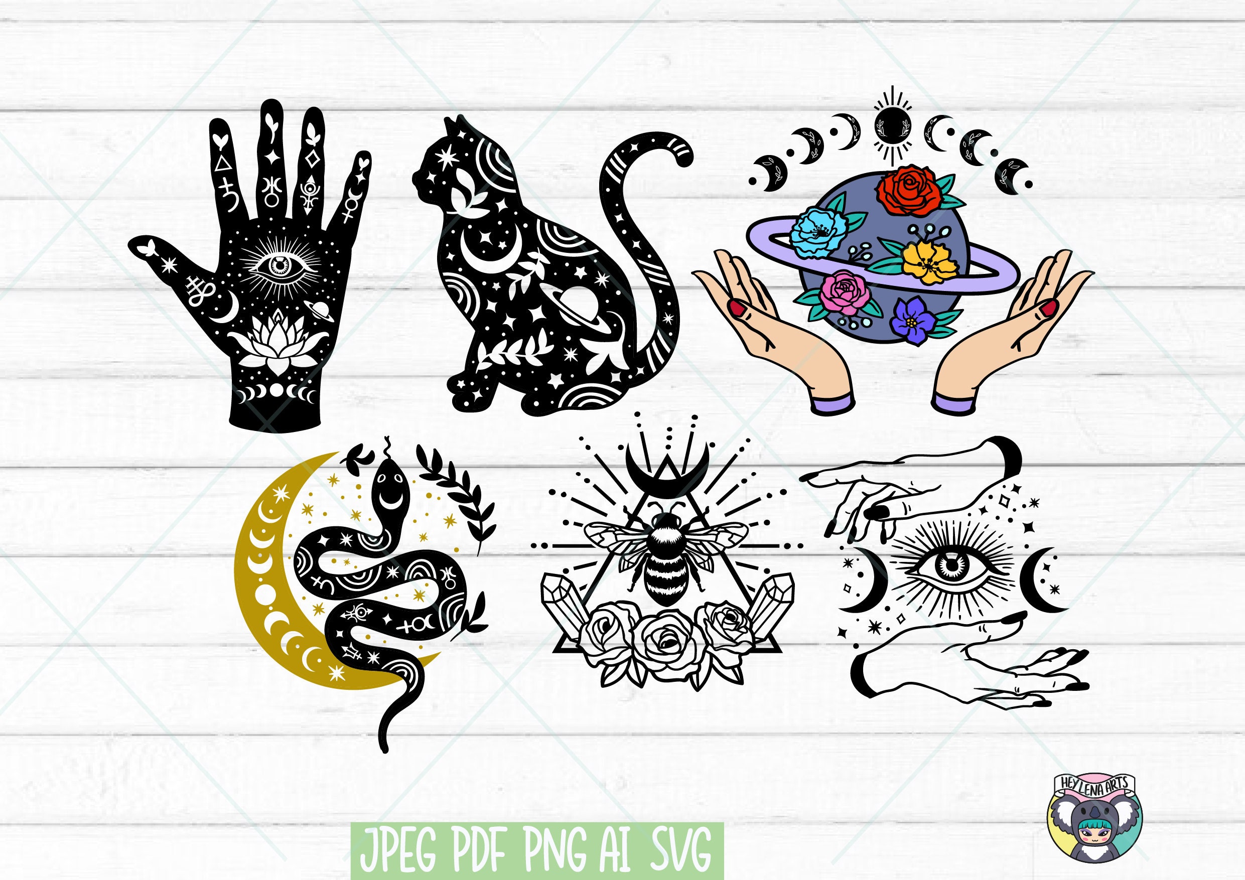 Mystical Bundle Svg Halloween Svg Mystical Svg Crystal Moon - Etsy