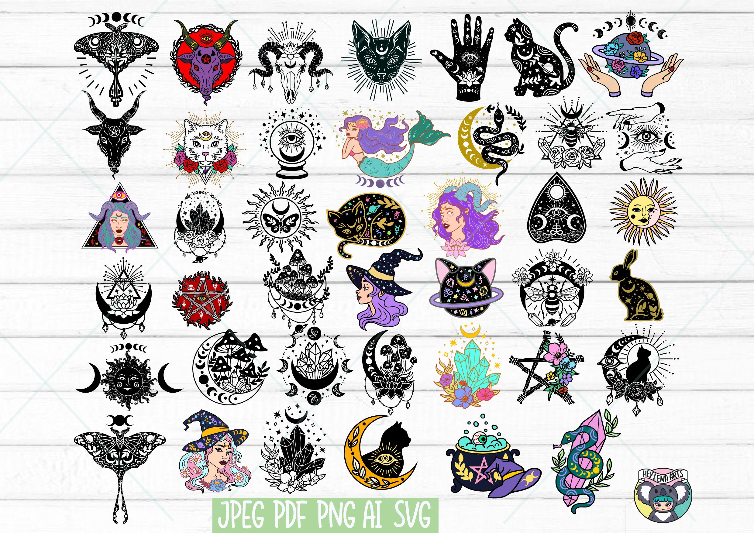 Mystical Bundle Svg Halloween Svg Mystical Svg Crystal Moon - Etsy