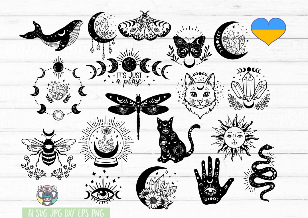 Mystical Celestial SVG Bundle: Witchcraft Designs for Cricut (digital ...